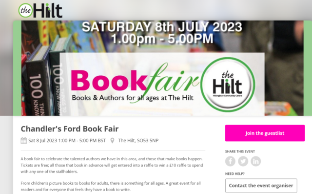 Event News: The Book Fair, The Hilt, Chandler's Ford - Chandler's Ford ...